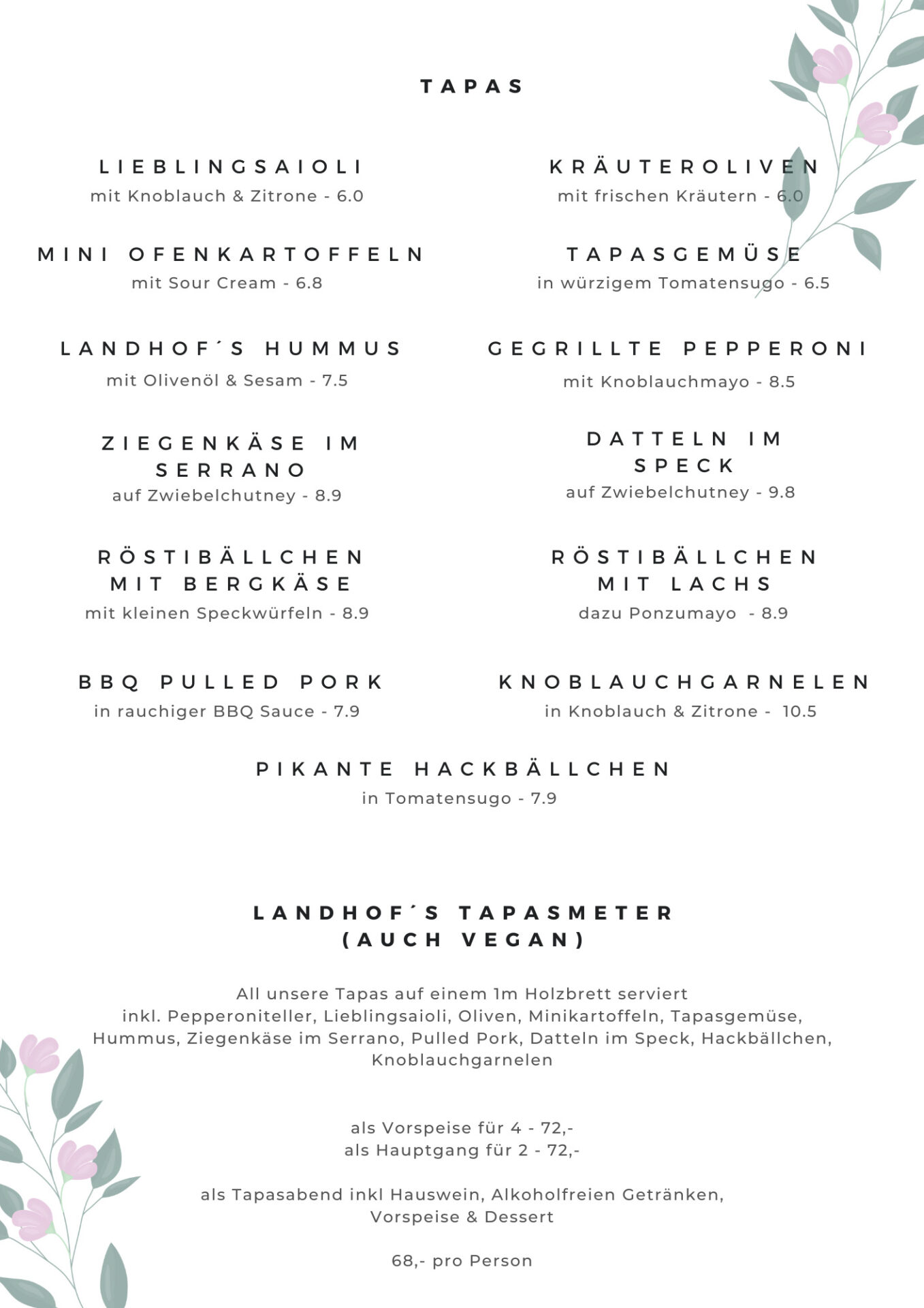 Aktuelle Speisekarte - landhof-oftersheim.de