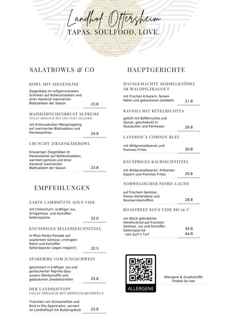 Aktuelle Speisekarte - landhof-oftersheim.de